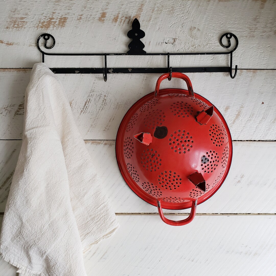 French Enamelware Colander Vintage Red Enameled Strainer - Etsy