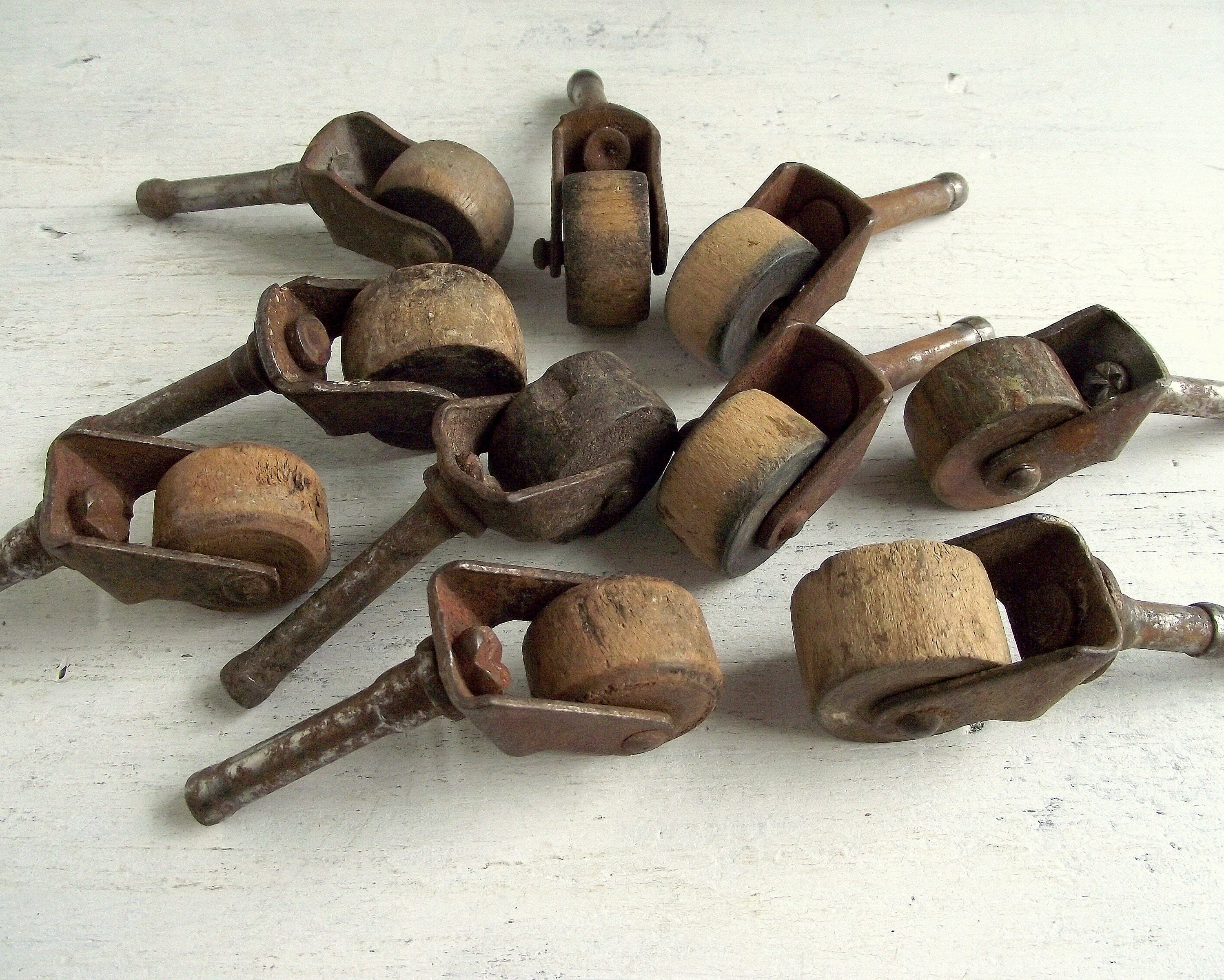 Wood Caster Wheels Set of 10 Mismatched Furniture Stem | Etsy