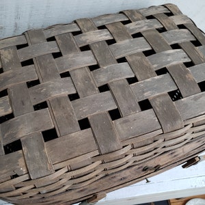 Splint Wood Picnic Basket With Hinged Lid and Swing Handles for Modern ...