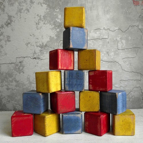Vintage Wooden Toy Blocks - Etsy