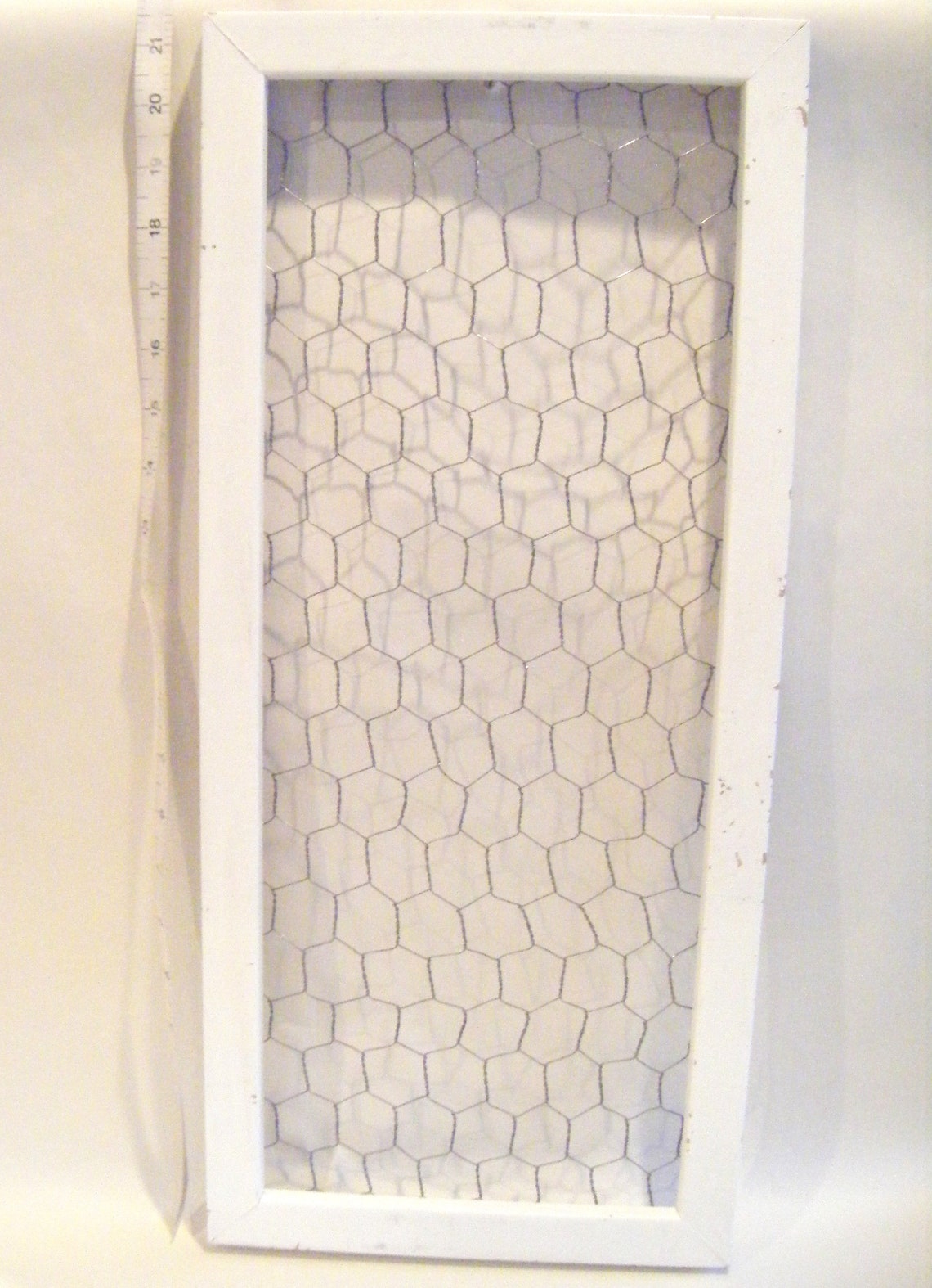Distressed White Chicken Wire Frame Home Decor Farmhouse Shabby Chic ...