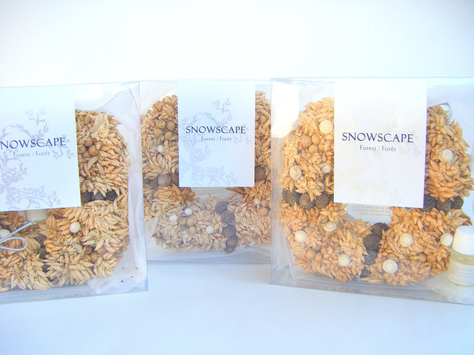 Vintage Set of Three Dried Potpourri Mini Wreath Floral Arrangement ...