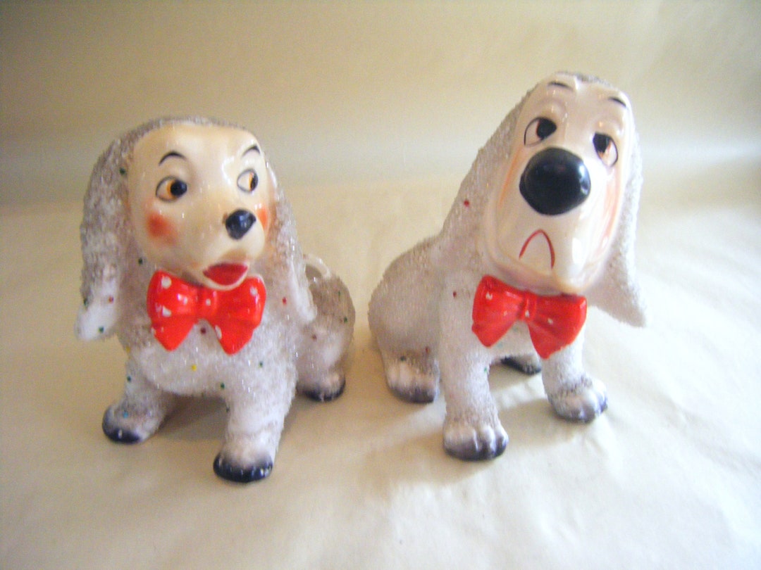 Vintage Ceramic Dog Set Cache Pot Dish Art Sculpture Home Decor Dog ...
