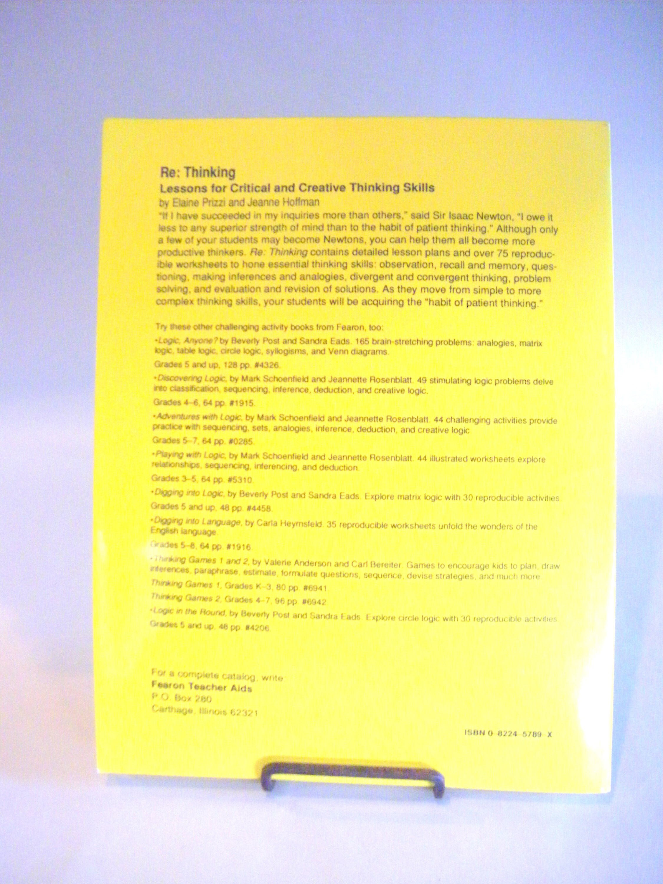 Vintage Re:thinking Paperback Book Critical and Creative Thinking ...