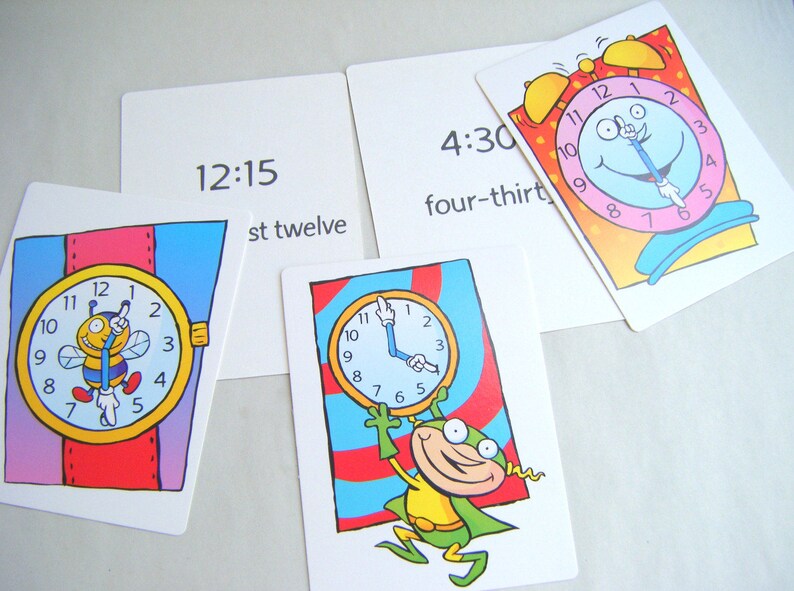 Vintage Shapes & Colors and Telling Time Flash Cards Children - Etsy