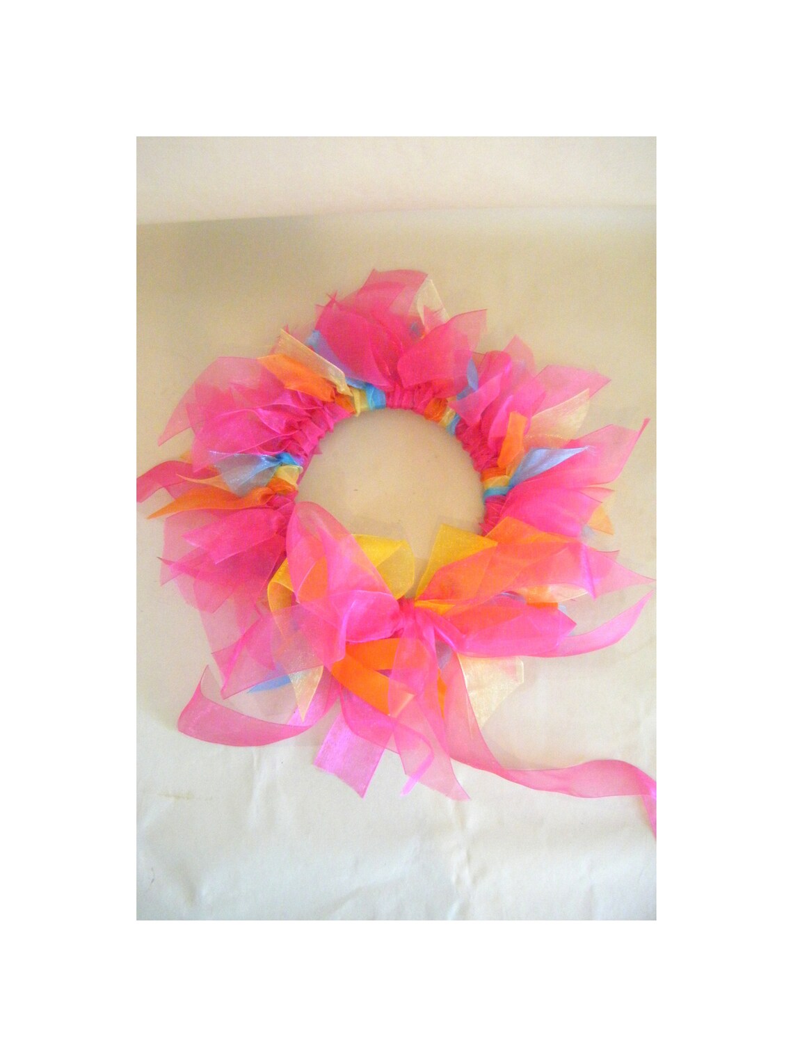 Rainbow Ribbon Rag Mini Wreath Handtied Home Decor Fun Multicolored ...