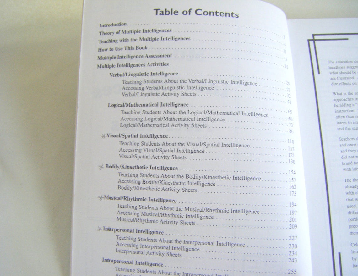 Multiple Intelligences Activities Book Teacher Student Learning ...