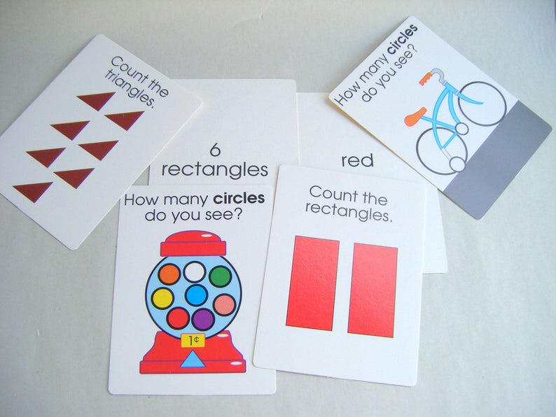 Vintage Shapes & Colors and Telling Time Flash Cards Children | Etsy