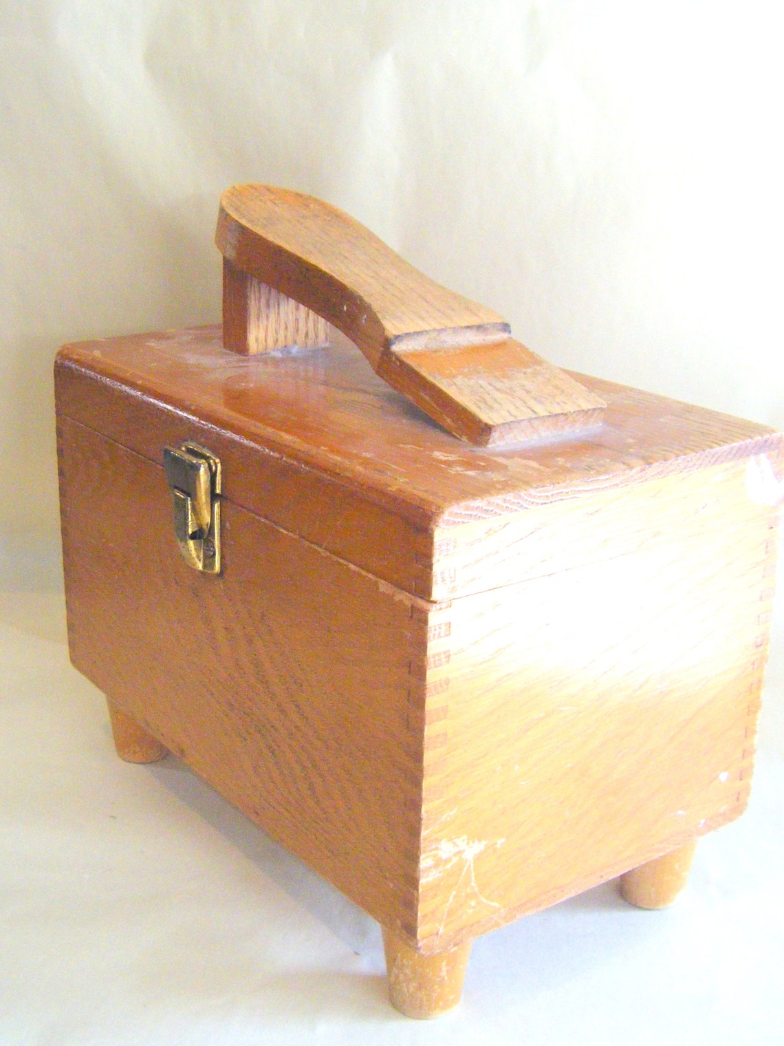 Vintage Wood Shoe Shine Box 1950s Distressed Set Design Home - Etsy