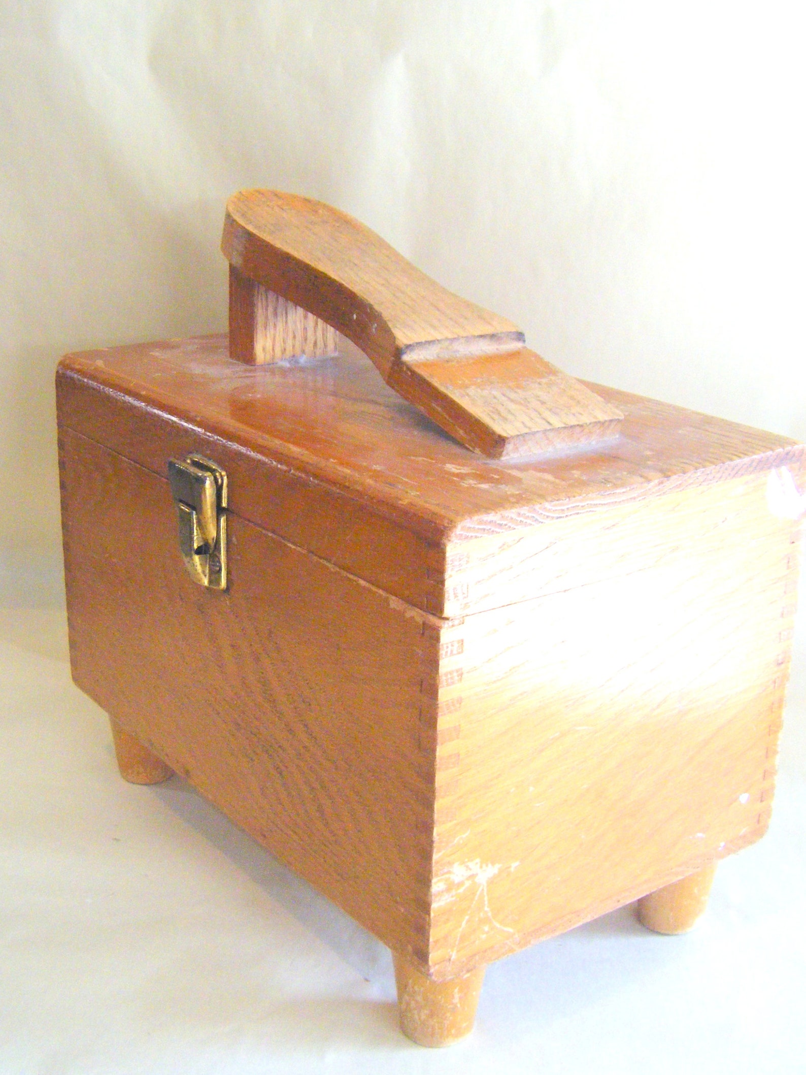 Vintage Wood Shoe Shine Box 1950s Distressed Set Design Home Decor ...