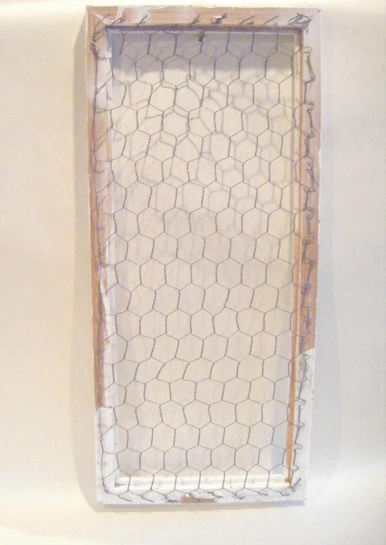 Distressed White Chicken Wire Frame Home Decor Farmhouse Shabby Chic ...