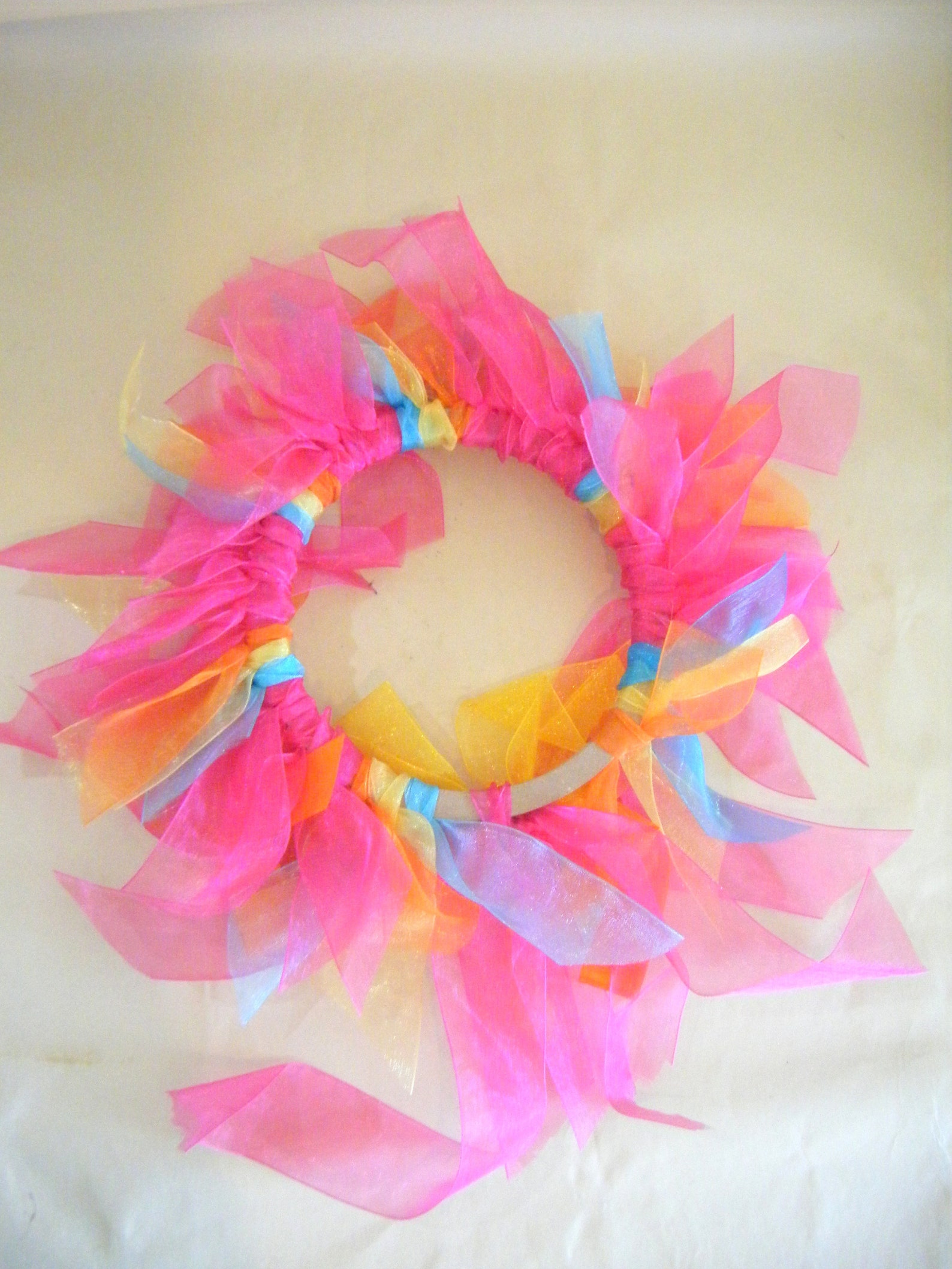 Rainbow Ribbon Rag Mini Wreath Handtied Home Decor Fun - Etsy