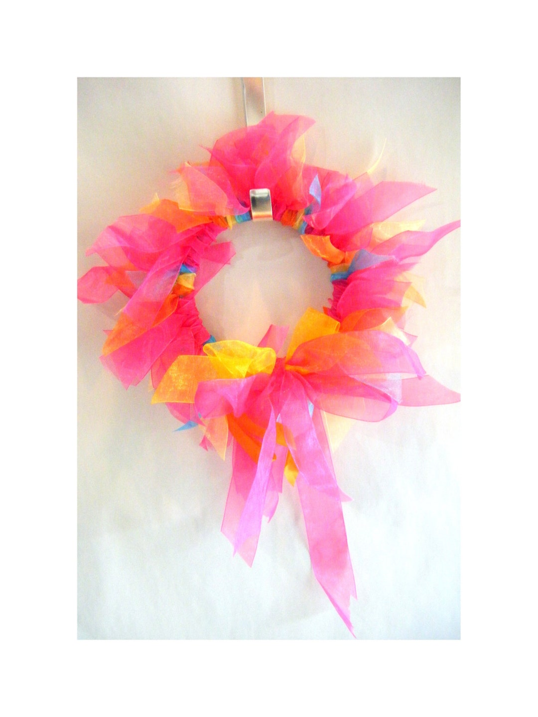 Rainbow Ribbon Rag Mini Wreath Handtied Home Decor Fun Multicolored ...