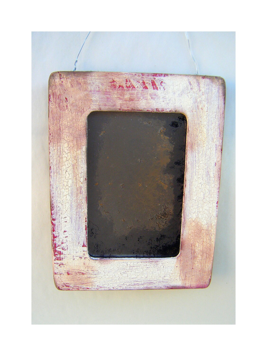 Handmade Distressed Accent Mirror: Rustic Red and Ivory Cottage Decor ...
