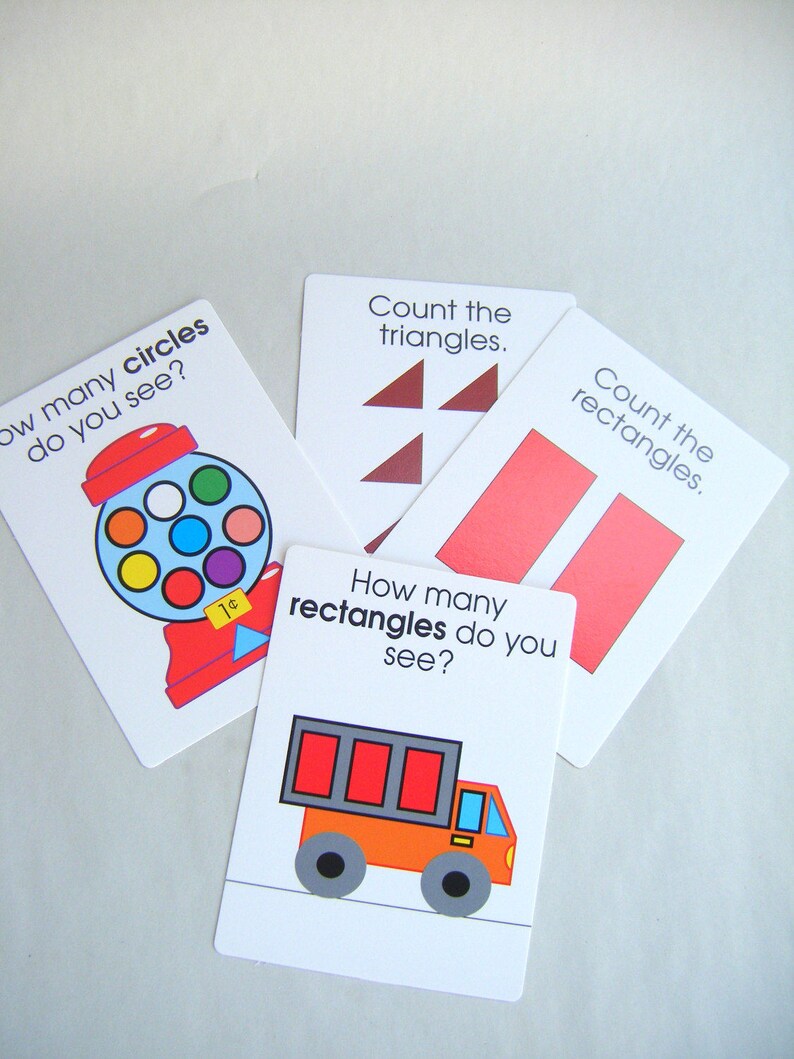 Vintage Shapes & Colors and Telling Time Flash Cards Children | Etsy