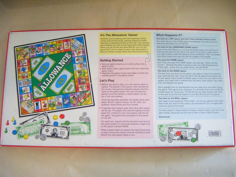 Vintage Allowance Board Game Lakeshore Collectible - Etsy