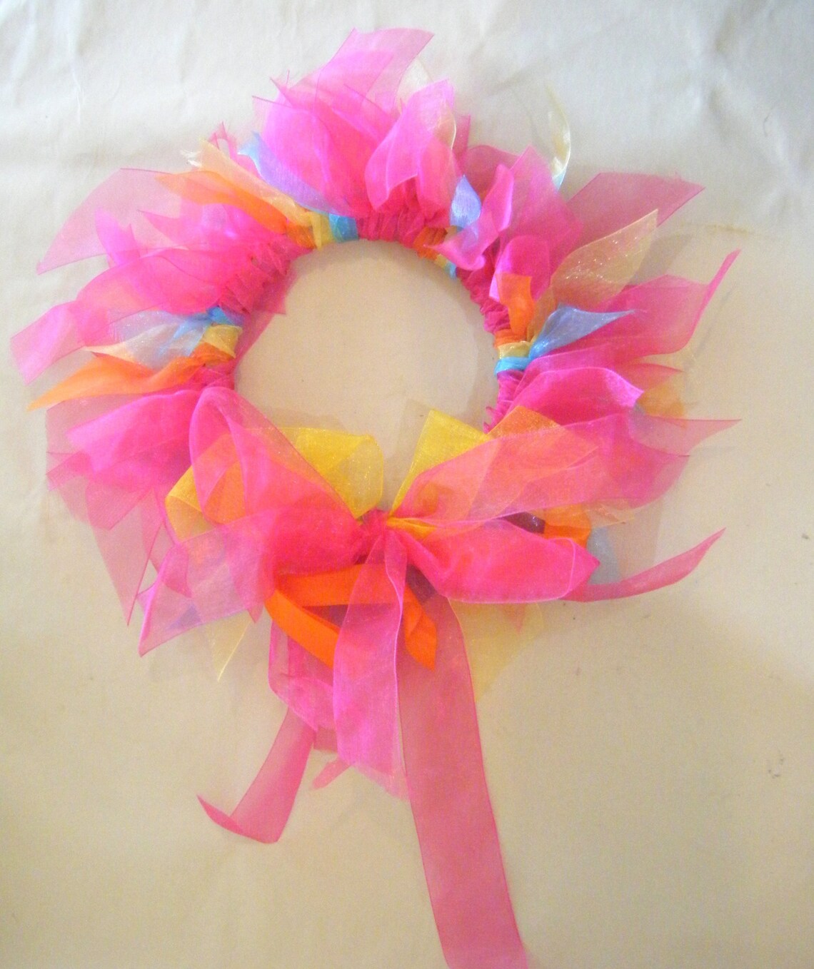 Rainbow Ribbon Rag Mini Wreath Handtied Home Decor Fun - Etsy