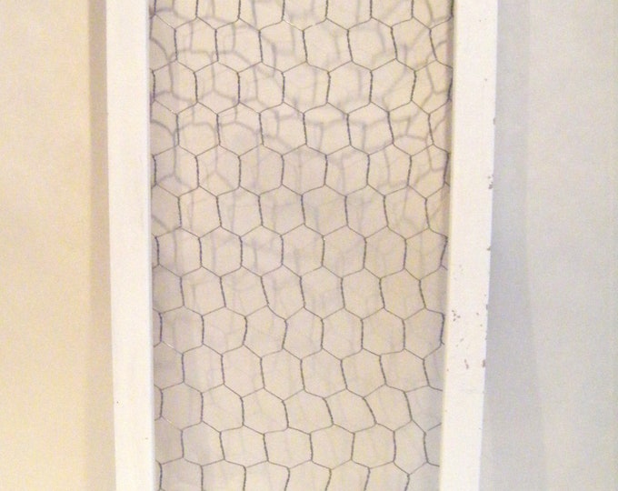 Distressed White Chicken Wire Frame Home Decor Farmhouse Shabby Chic ...