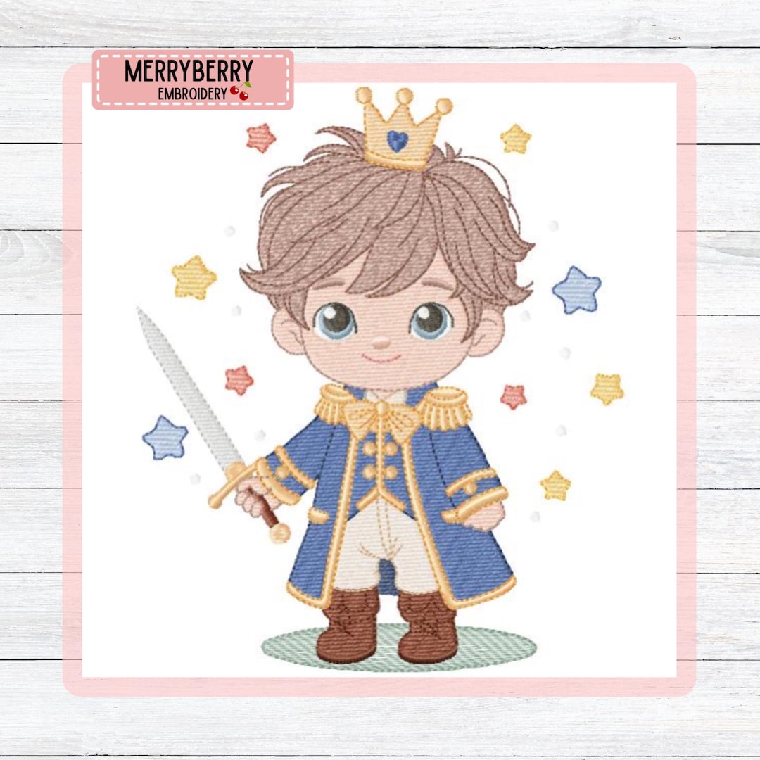 Cute Prince Embroidery Design - Digital File for Machine Embroidery ...