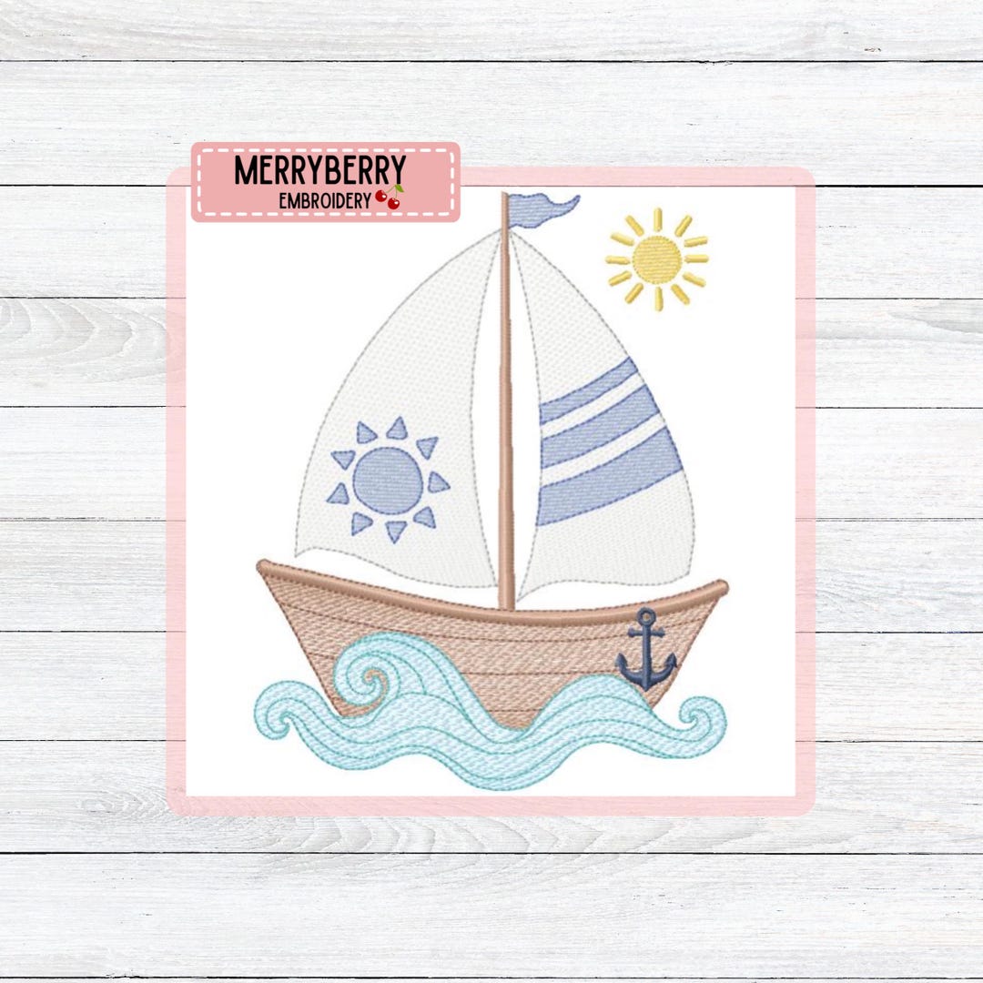 Cute Boat Embroidery Design - Instant Download Digital File for Machine ...