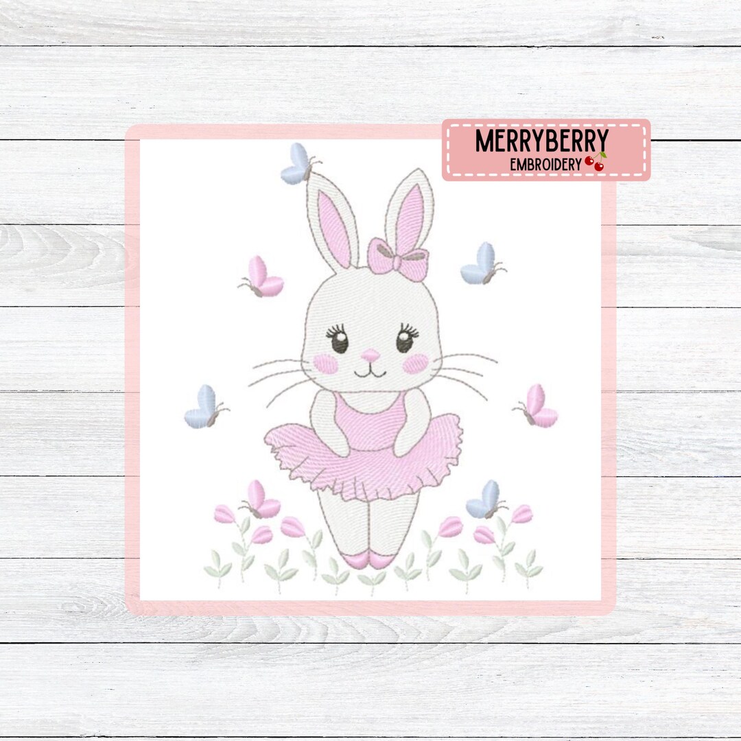 Bunny Ballerina Embroidery Design - Instant Download Digital File for ...