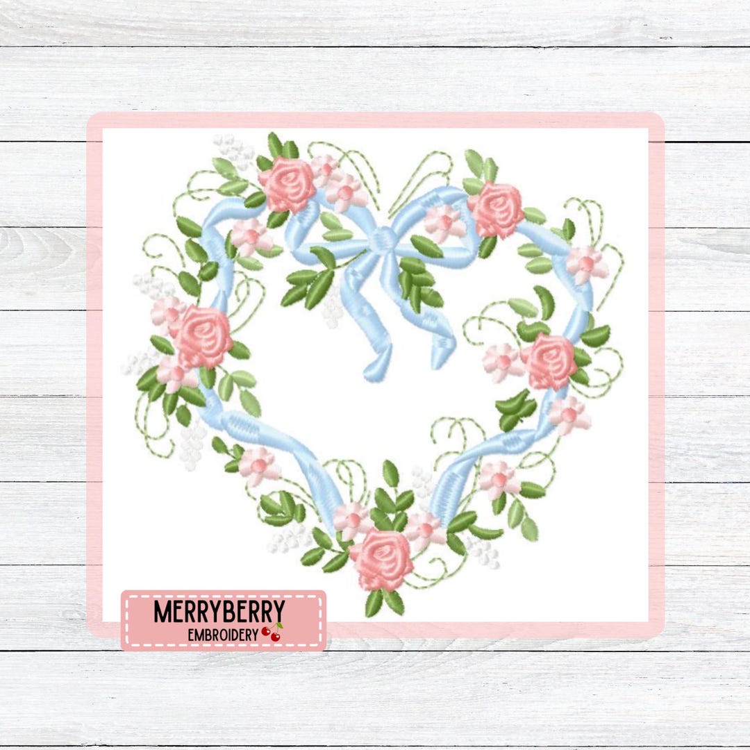 Heart Frame Embroidery Design - Instant Download Digital File - Flower ...