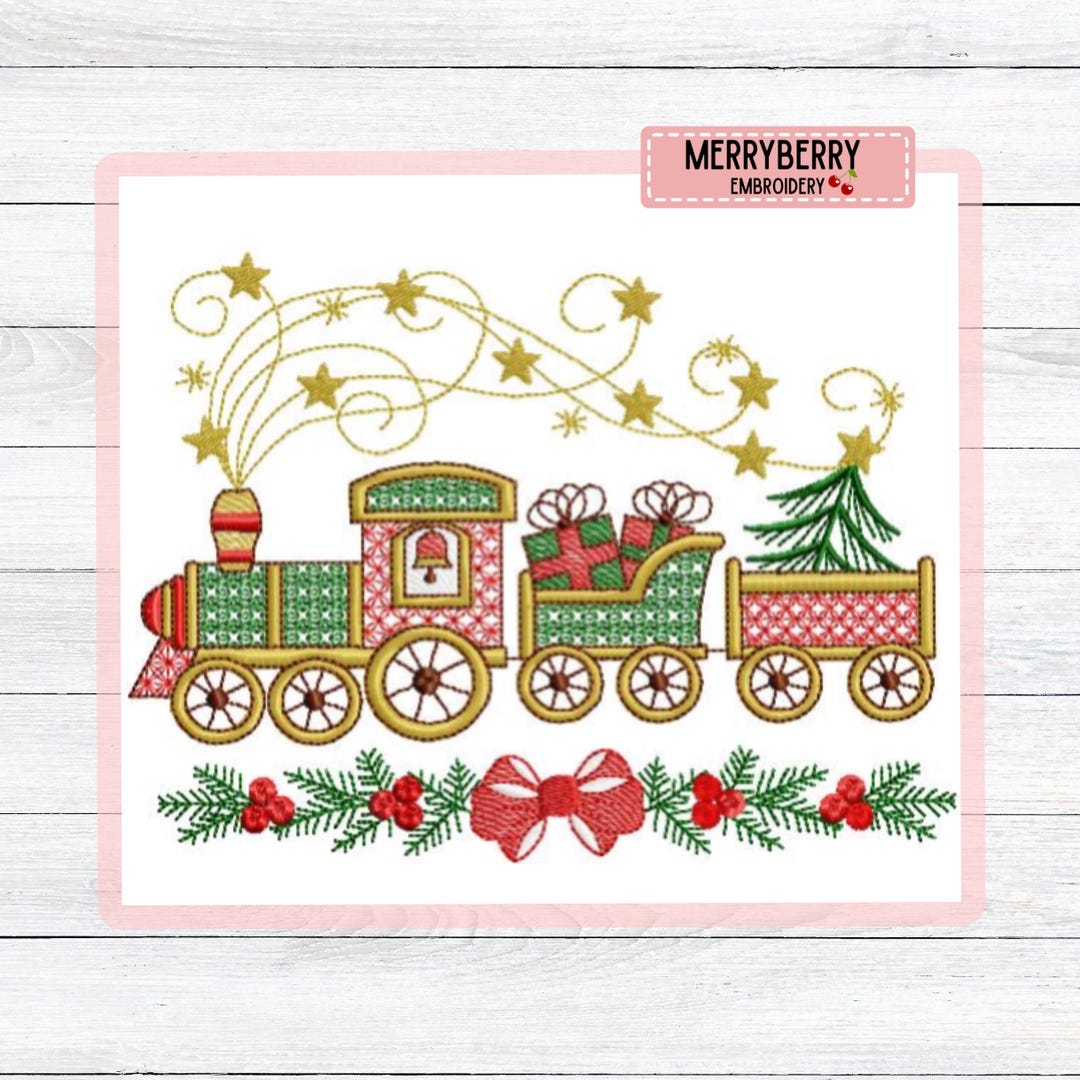 Christmas Train Embroidery Design - Digital File for Embroidery Machine ...