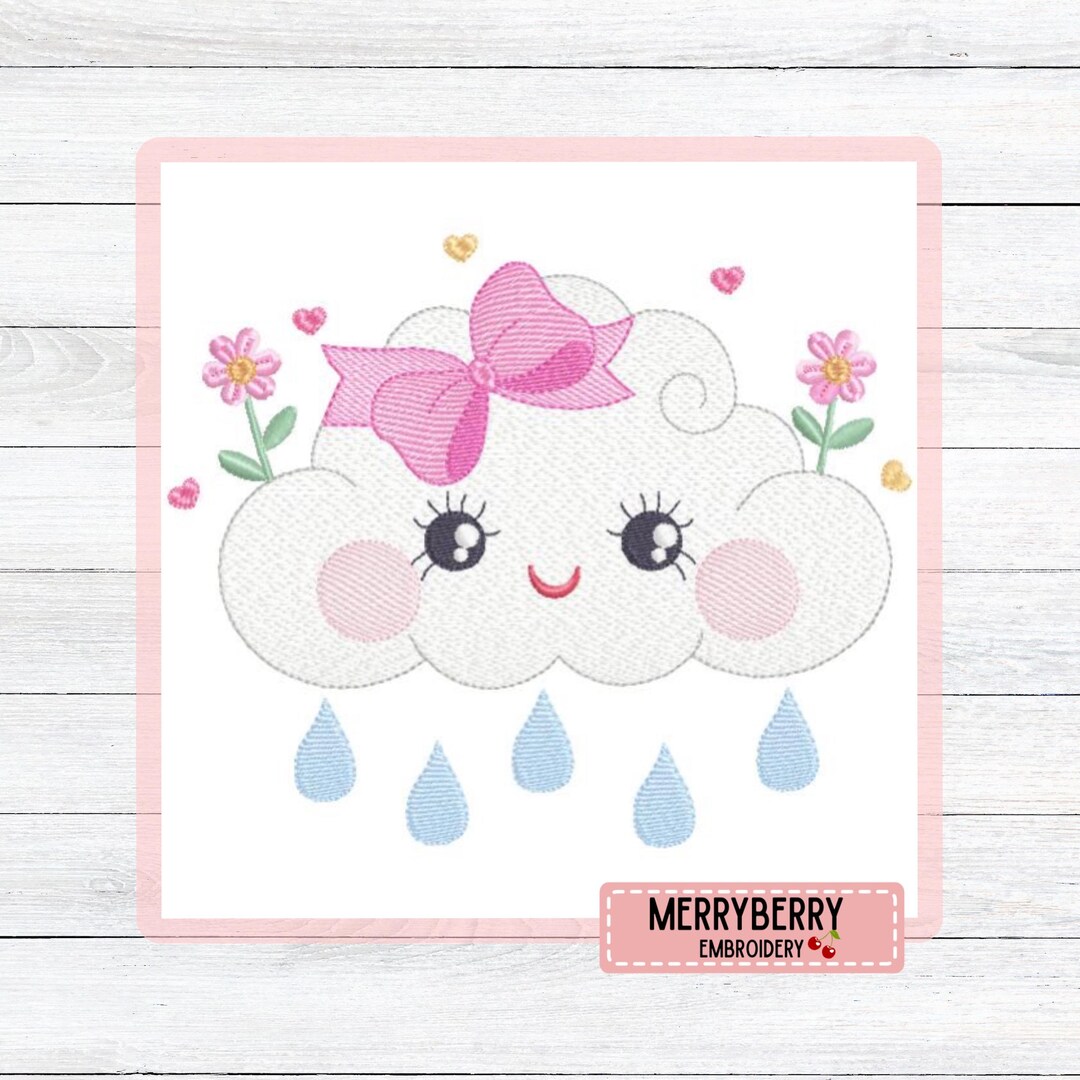 Lovely Cloud Embroidery Design - Instant Download Digital File for ...