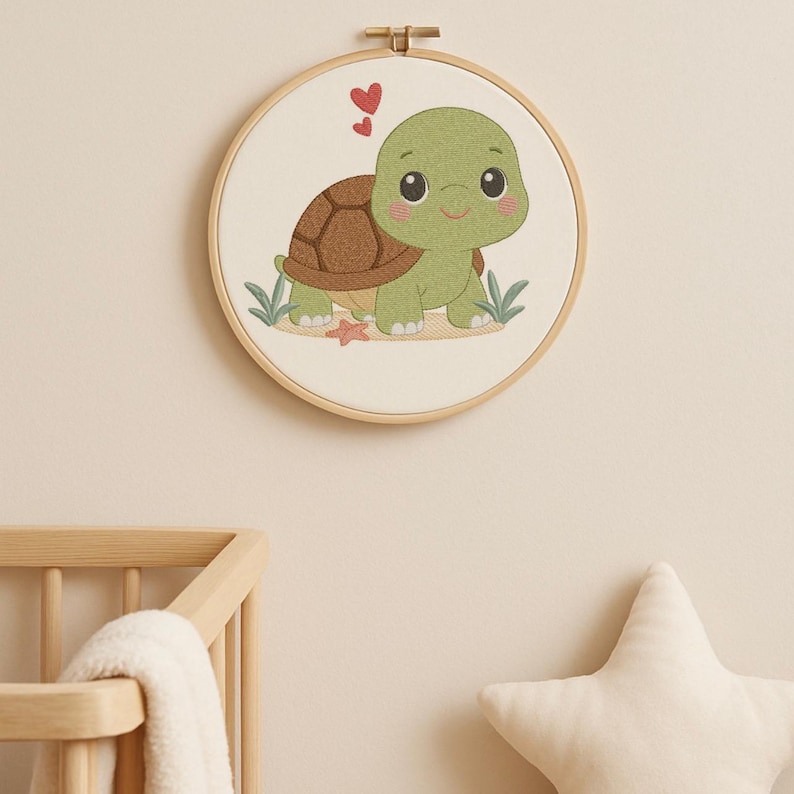 Little Turtle Embroidery Design - Instant Download Digital File for ...