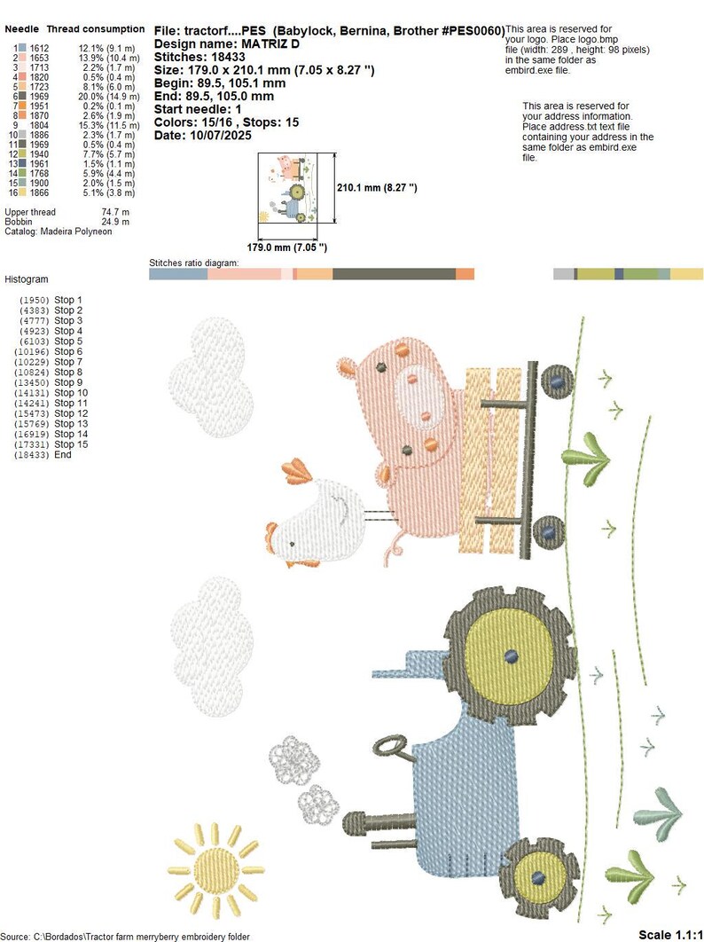 Tractor Farm Embroidery Design - Instant Download Digital File for ...