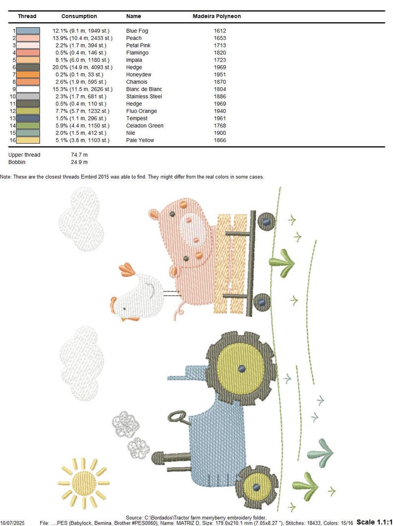 Tractor Farm Embroidery Design - Instant Download Digital File for ...