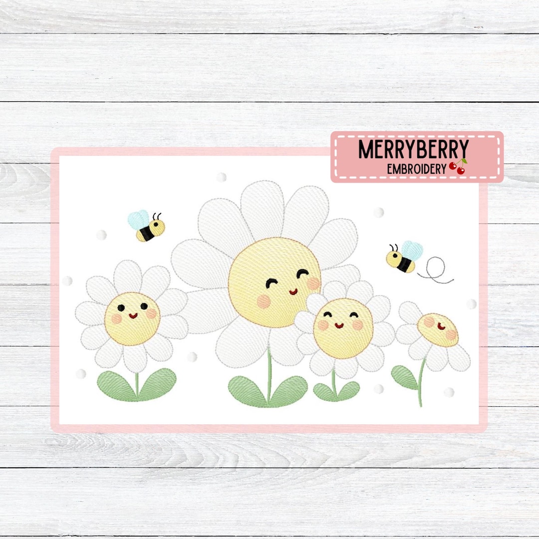 Cute Daisy Embroidery Design - Instant Download Digital File for ...