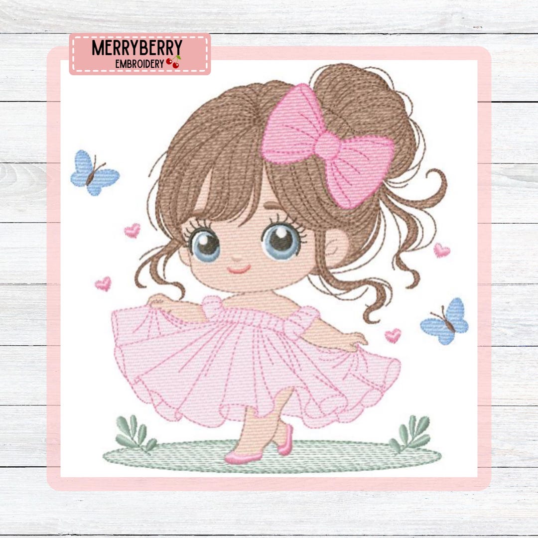 Delicate Girl Embroidery Design - Instant Download Digital File for ...