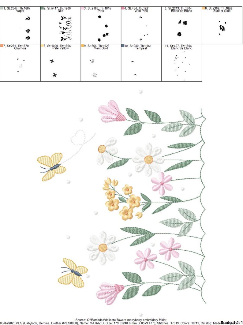 Delicate Flowers Embroidery Design - Instant Download Digital File for ...