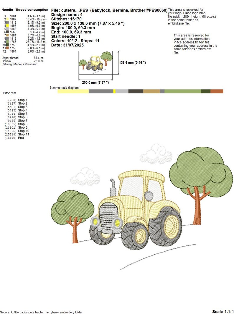 Cute Tractor Embroidery Design - Instant Download Digital File for ...