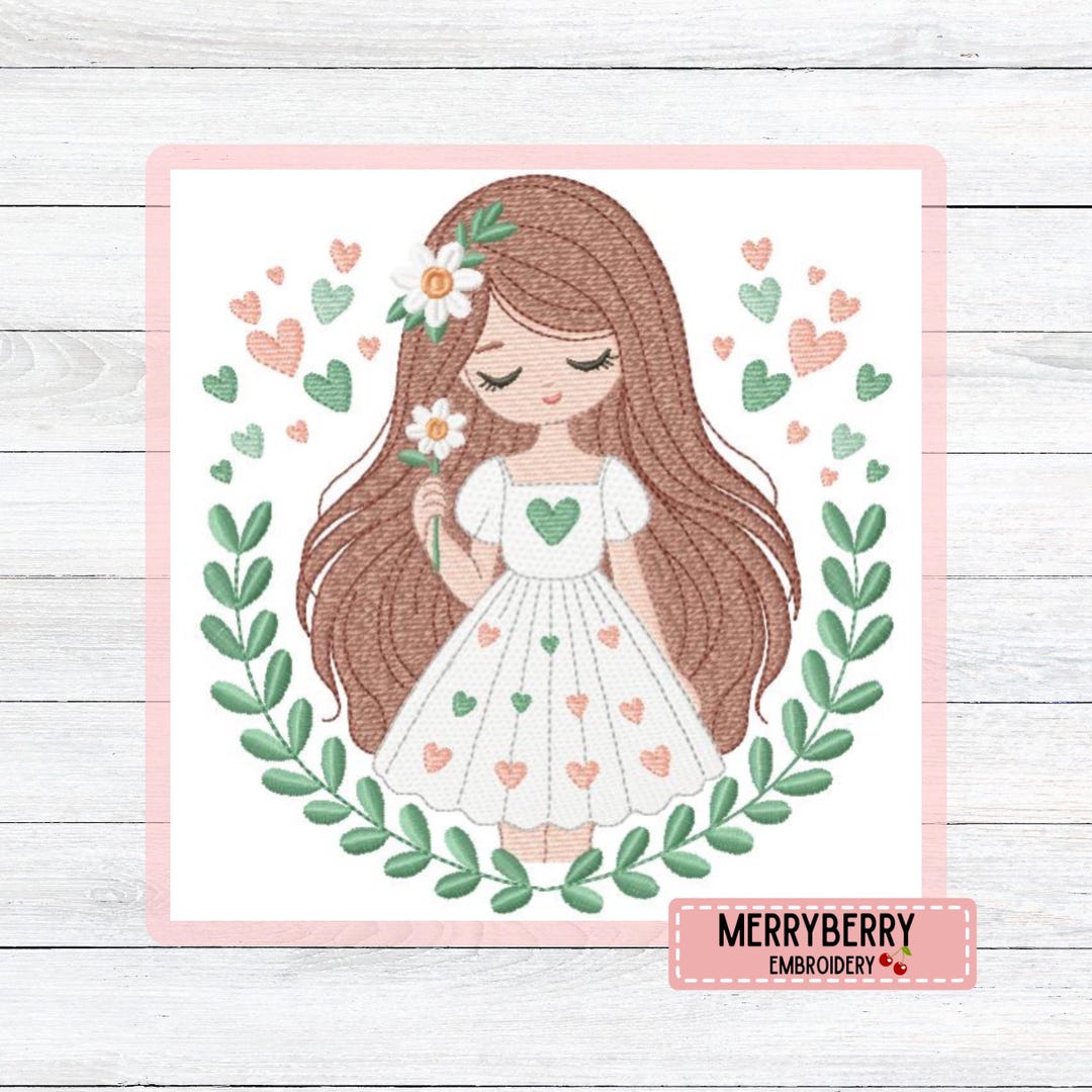 Lovely Girl Embroidery Design - Instant Download Digital File for ...