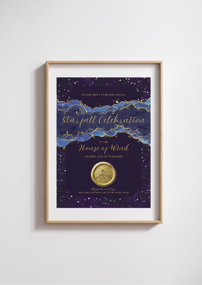 ACOTAR Starfall Celebration Invitation Print | Rhysand Feyre Night ...
