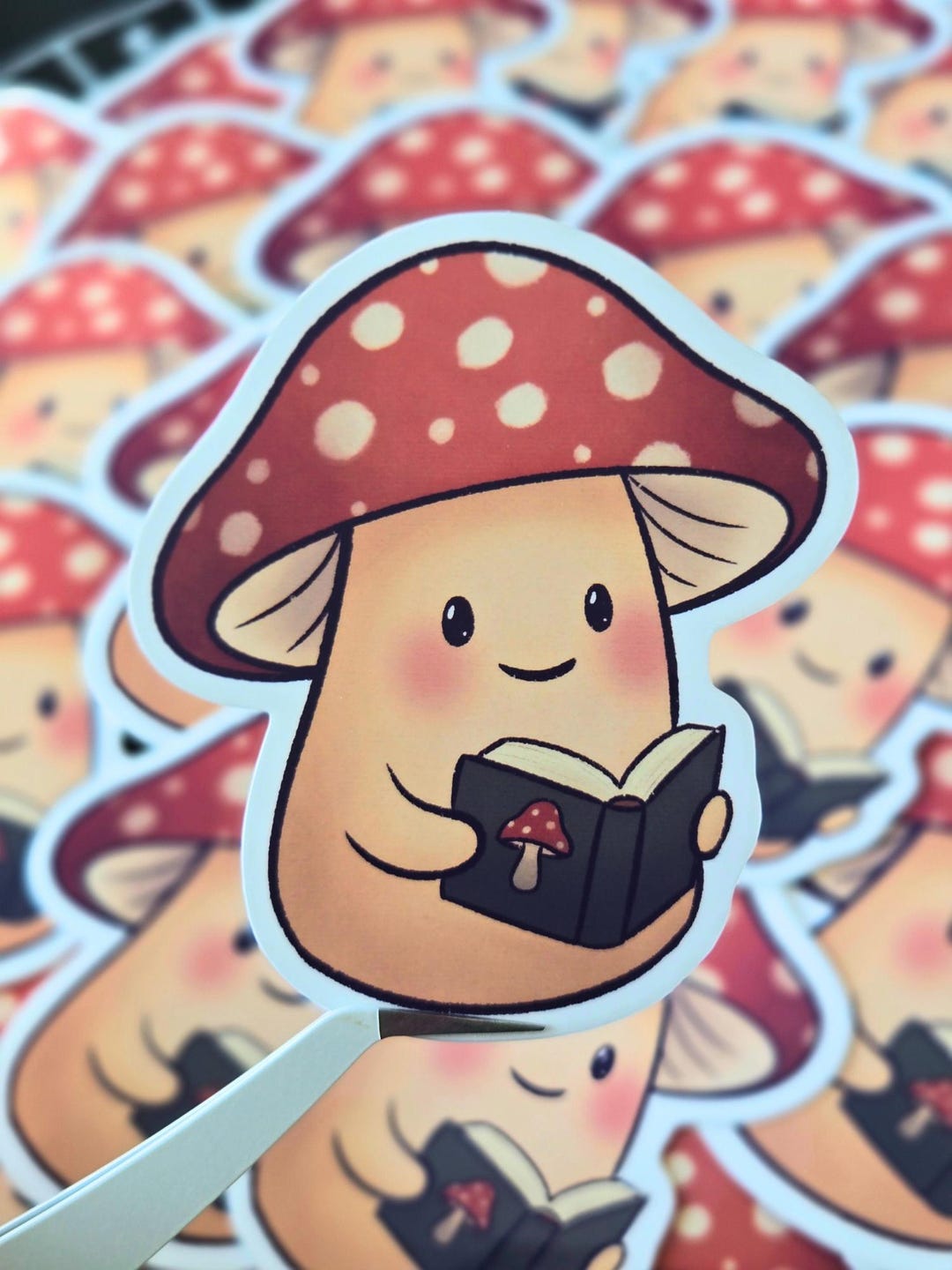 Reading Mushroom Sticker | Cottagecore Vinyl Decal - Etsy