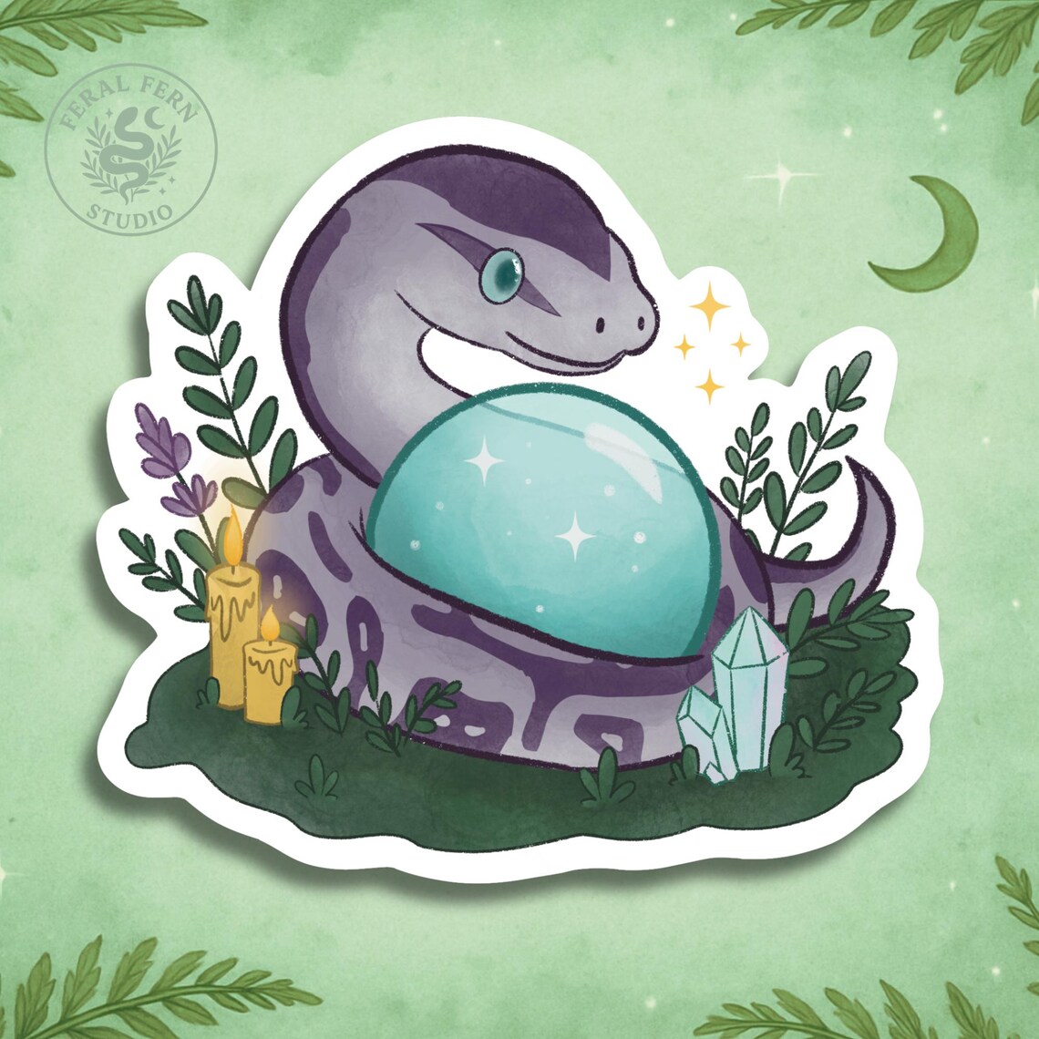 Mystic Snake Sticker | Ball Python Art | Crystal Ball Reptile | Witchy ...