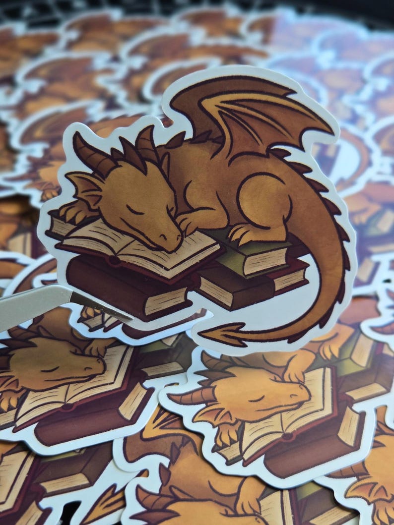 Book Dragon Sticker | Bookish Fantasy Sticker - Etsy