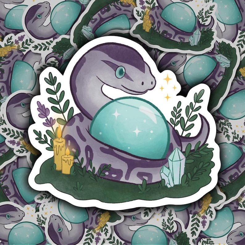 Mystic Snake Sticker | Ball Python Art | Crystal Ball Reptile | Witchy ...