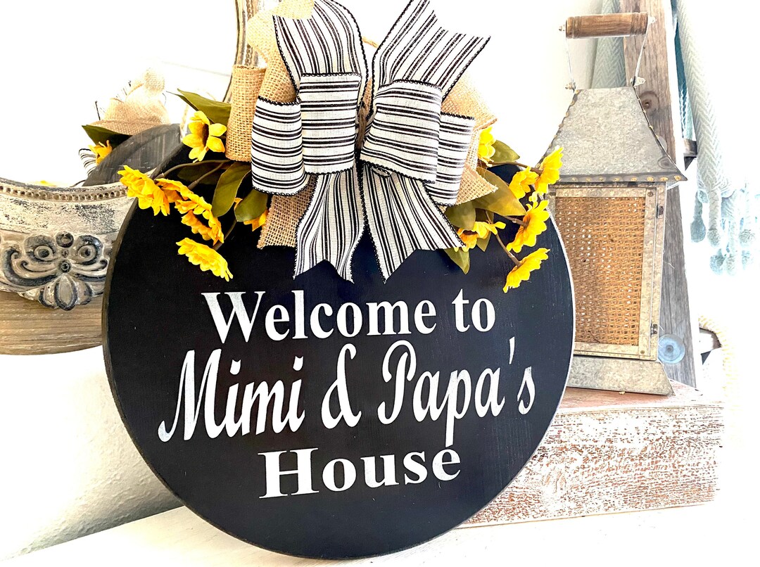 Grandparents Sign , Mimi and Papa’s Sign,door Hanger, Wreath ,round ...