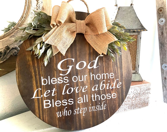 God Bless Our Home Sign ,door Hanger, Farmhouse Decor, Housewarming ...