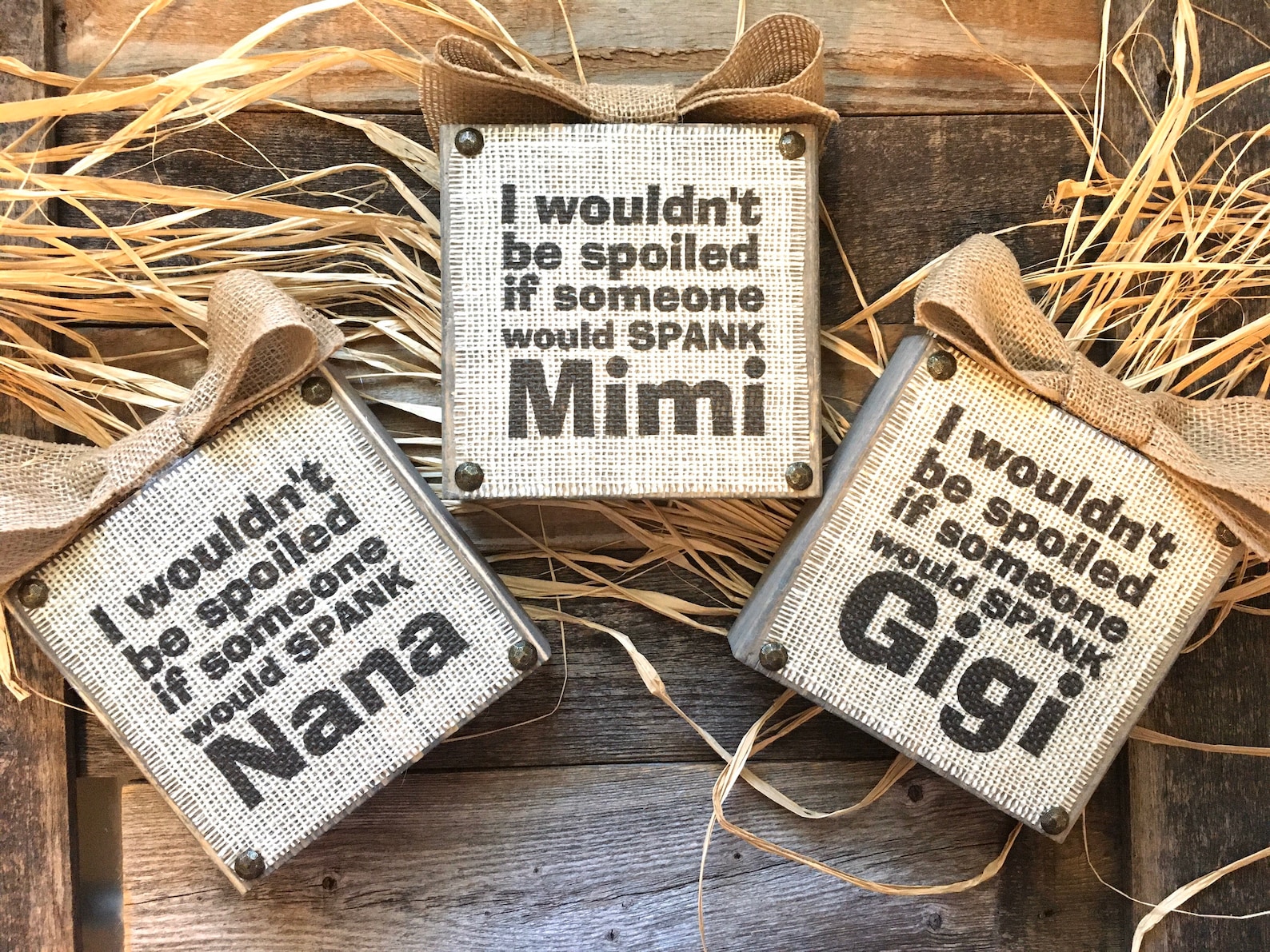 Mimi Sign Gigi Sign Burlap Wood Block Shelf Sitter Burlap - Etsy