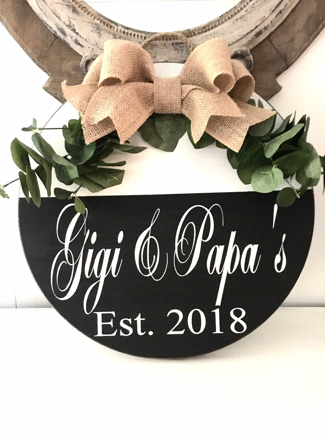 Grandparents Sign Gigi and Papa Signdoor Hanger Wreath - Etsy