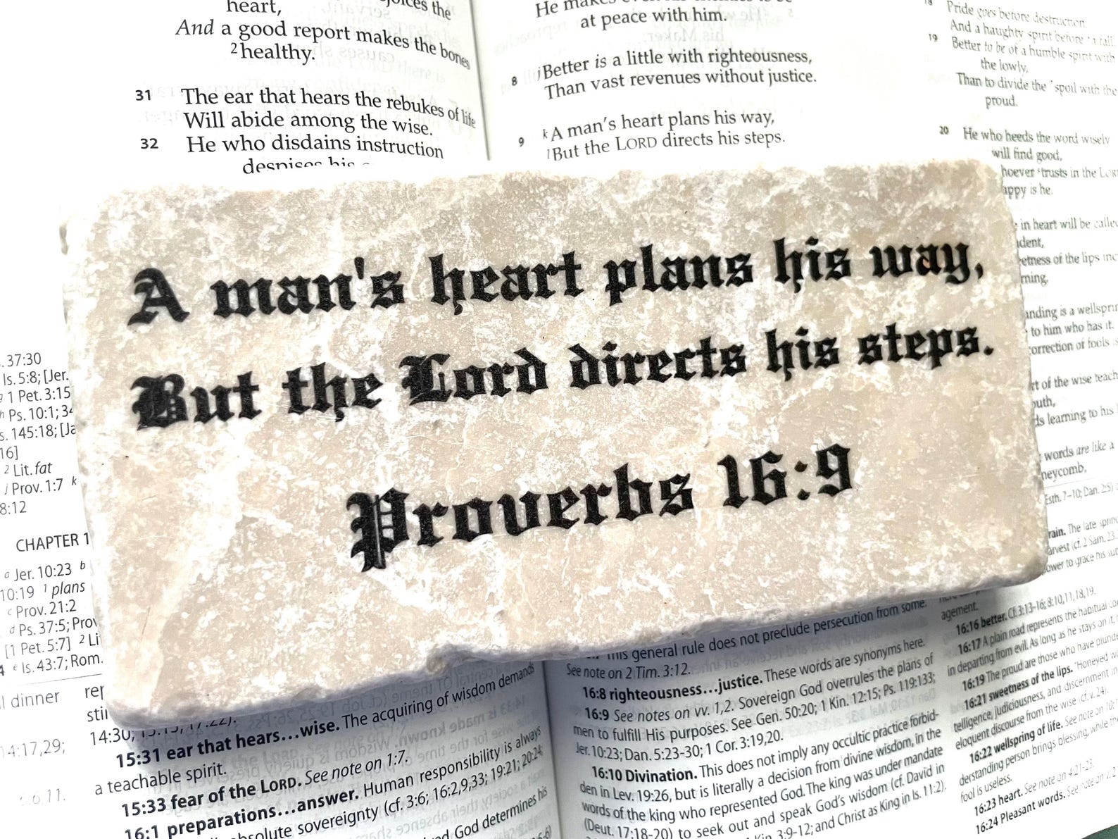 Proverbs 16:9 Stone Tile Plaque With Stand Bible Verse Scripture - Etsy