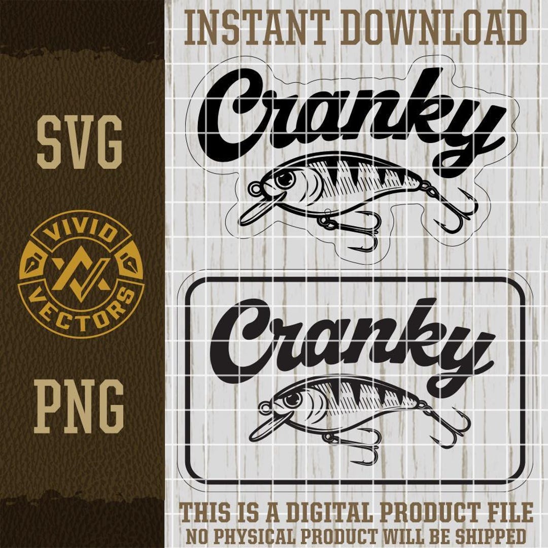 Cranky Crankbait Bass Fishing SVG PNG Fisherman Lure Hook Smallmouth ...