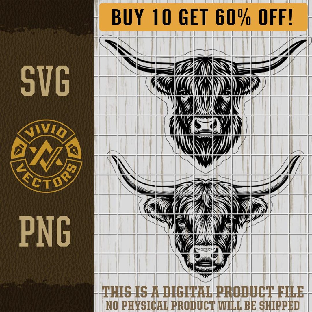 Cute Highland Cow SVG Bundle PNG Clipart Western Cowboy Rancher Country ...