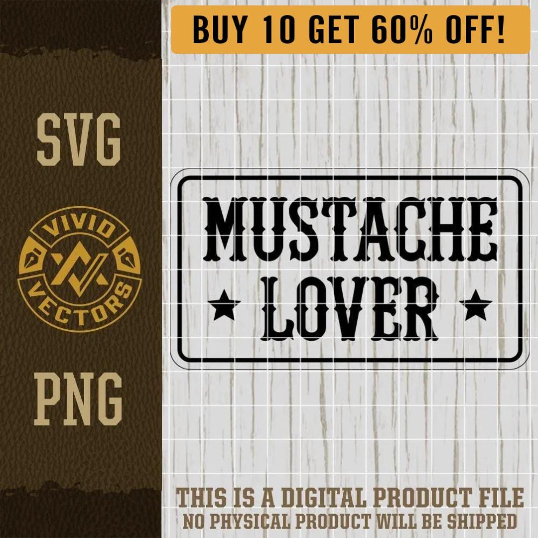 Mustache Lover SVG Laser Engraving File Leather Hat Patch Designs ...