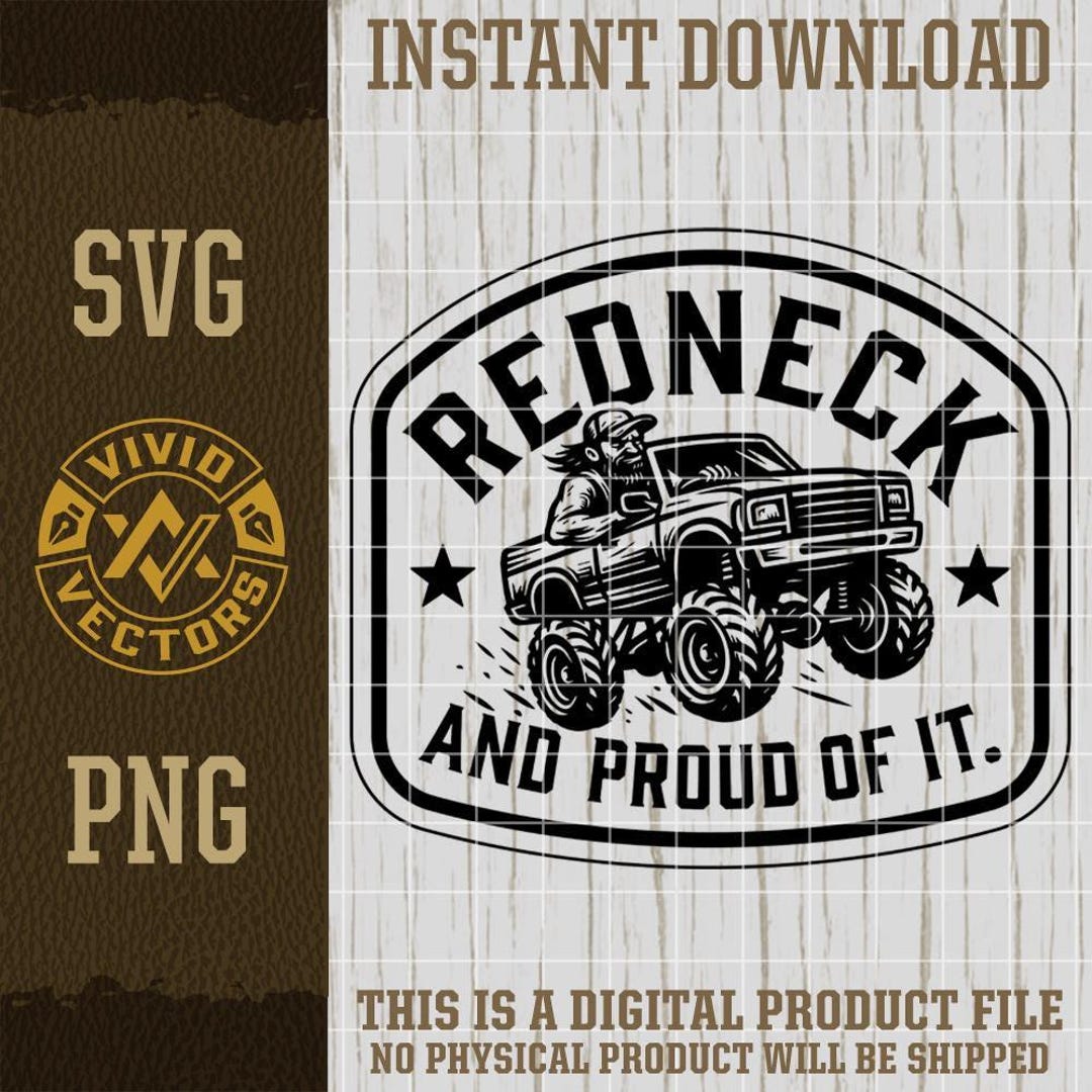 Proud Redneck SVG Laser Engraving File Leather Hat Patch Designs Vector ...